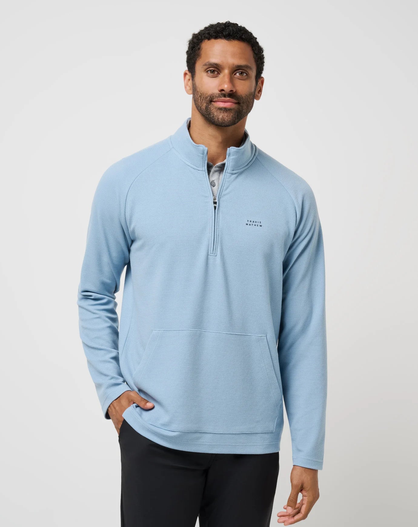 Performance Waffle Quarter Zip - Dusty Blue – Surf Shack South